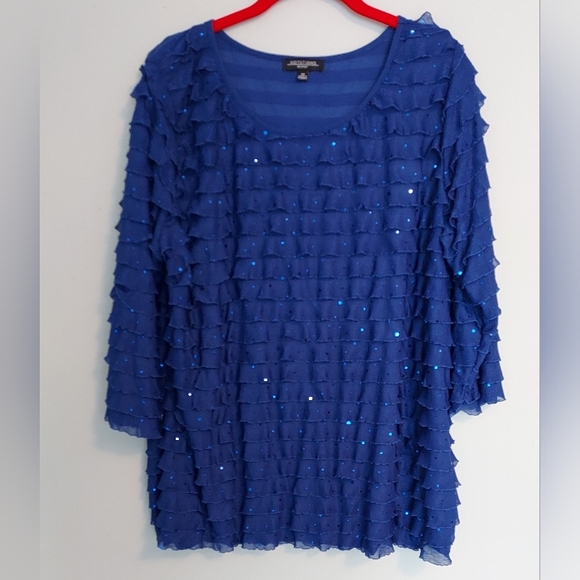 Notations | Tops | Womens 2x Sheer Purple Layer Ruffle Sequin Top W 34 ...